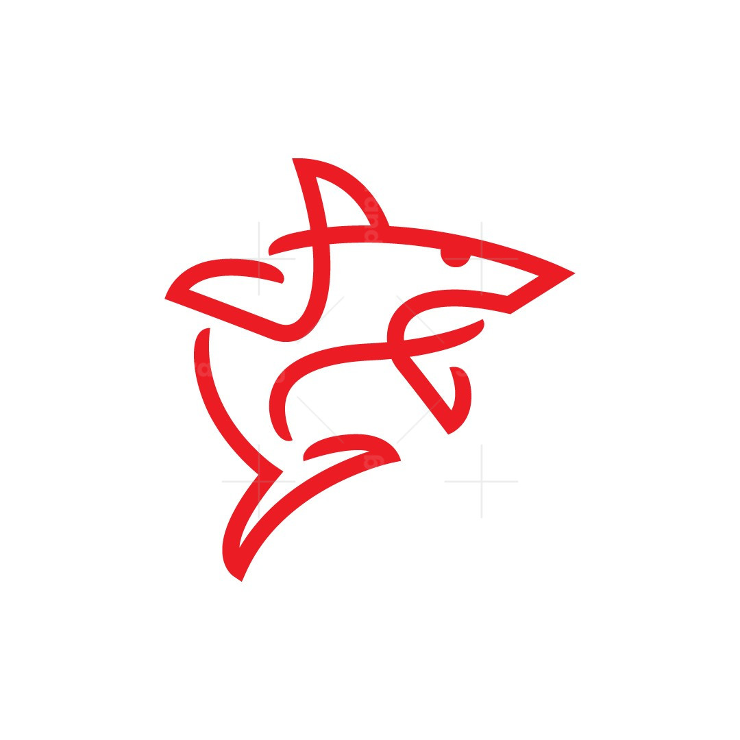 Red Great Shark Logo Swimming Ocean Shark Logo | Scalebranding