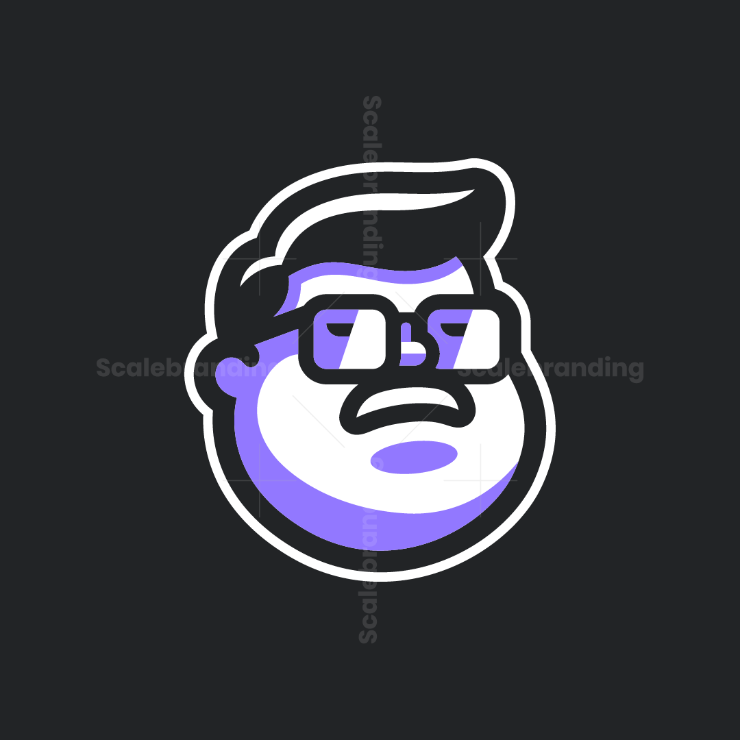 Angry Chubby Man with Glasses Logo | Scalebranding
