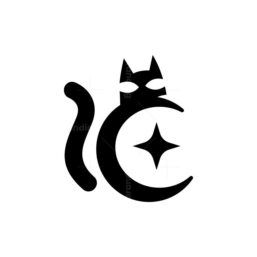 Iconic Creative Moon Cat Logo | Scalebranding