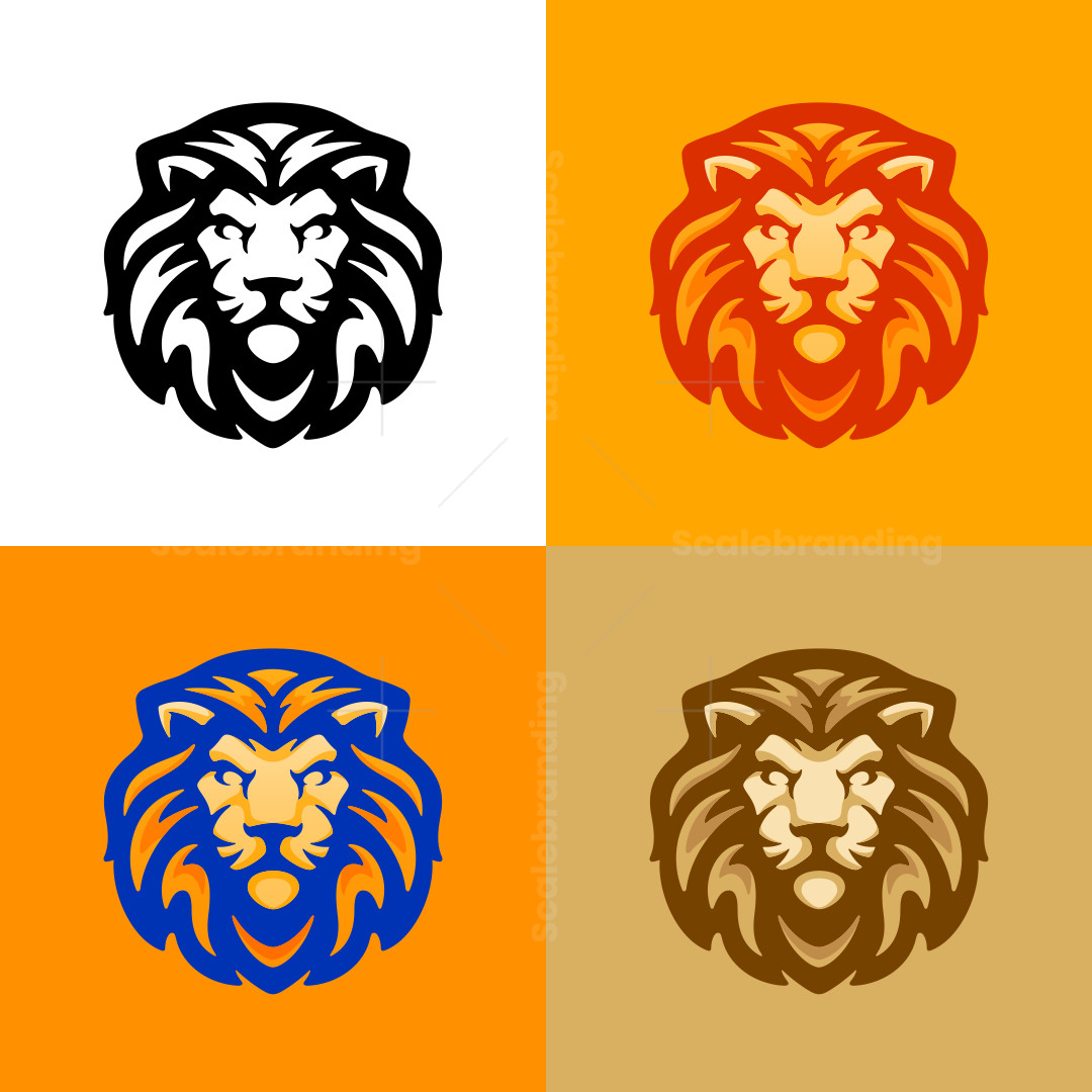 Orange Lion Logo Royalty Free (RF) Clipart Illustration Of An Orange