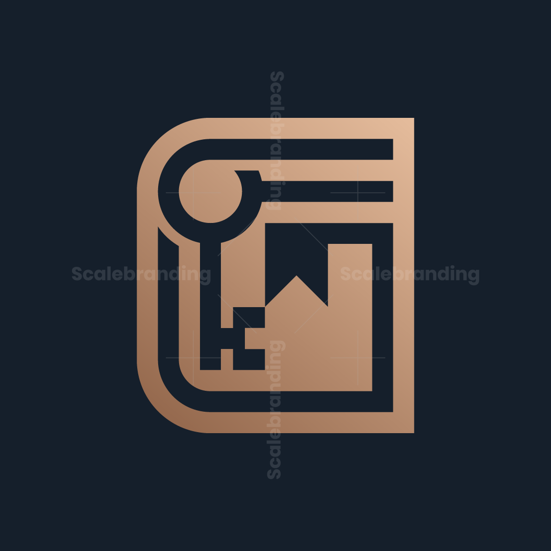 Elegant Golden Book Key Logo | Scalebranding