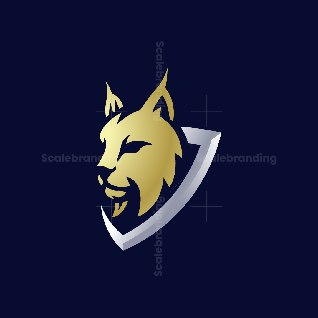 Golden Lynx with Elegant Shield logo | Scalebranding