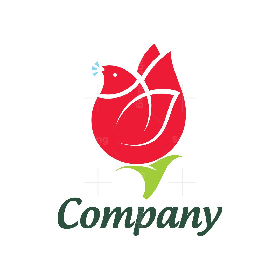 Chirping Bird Rose Bud Logo | Scalebranding