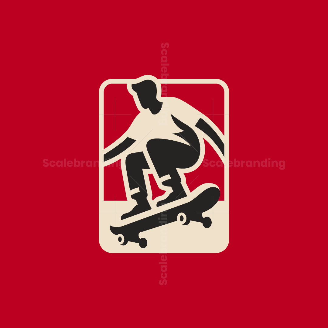 Silhouette Skater Rectangle Emblem Logo | Scalebranding