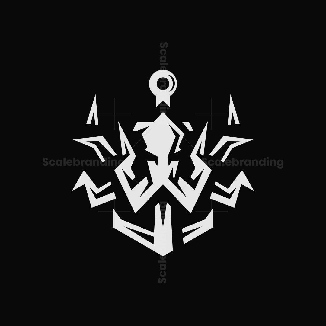 Elegant Angry Octopus Anchor Logo | Scalebranding