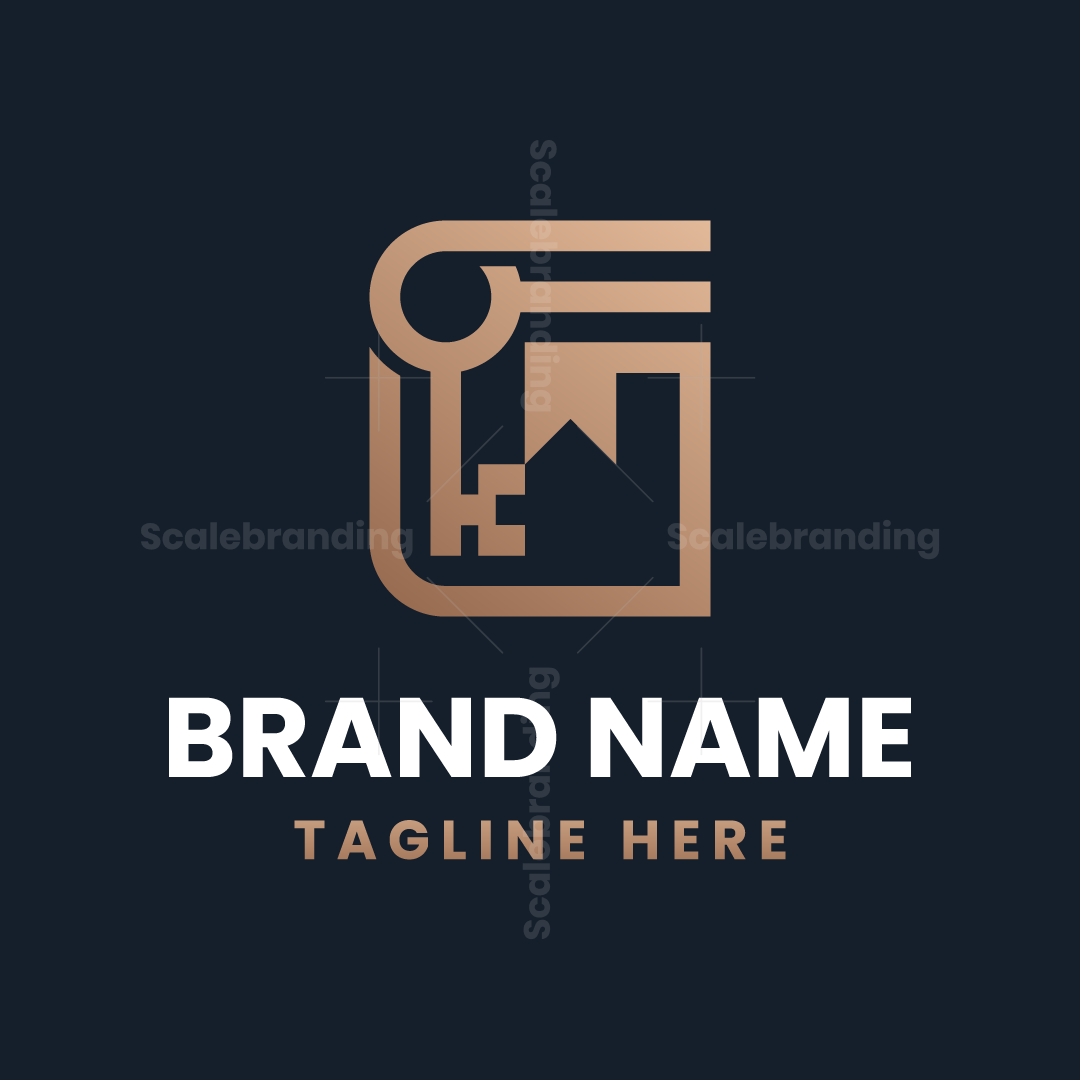Elegant Golden Book Key Logo | Scalebranding