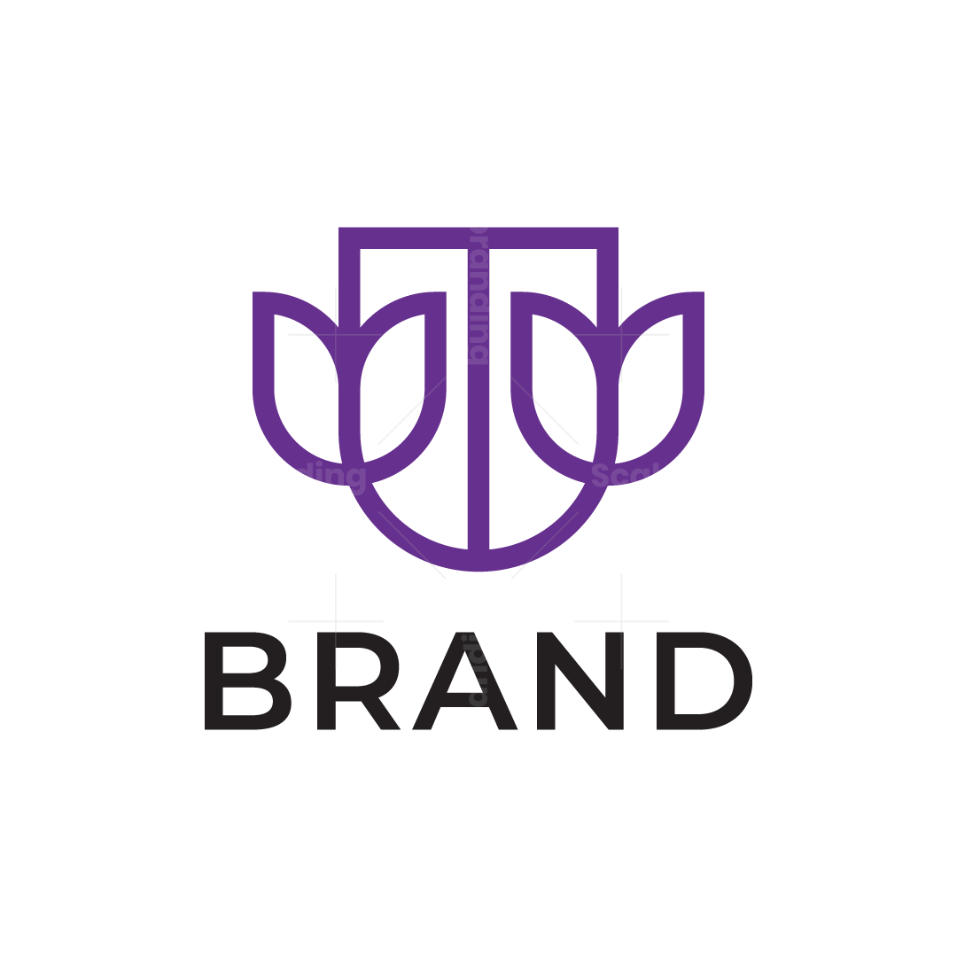 Elegant Tulip Flower Shield Logo | Scalebranding