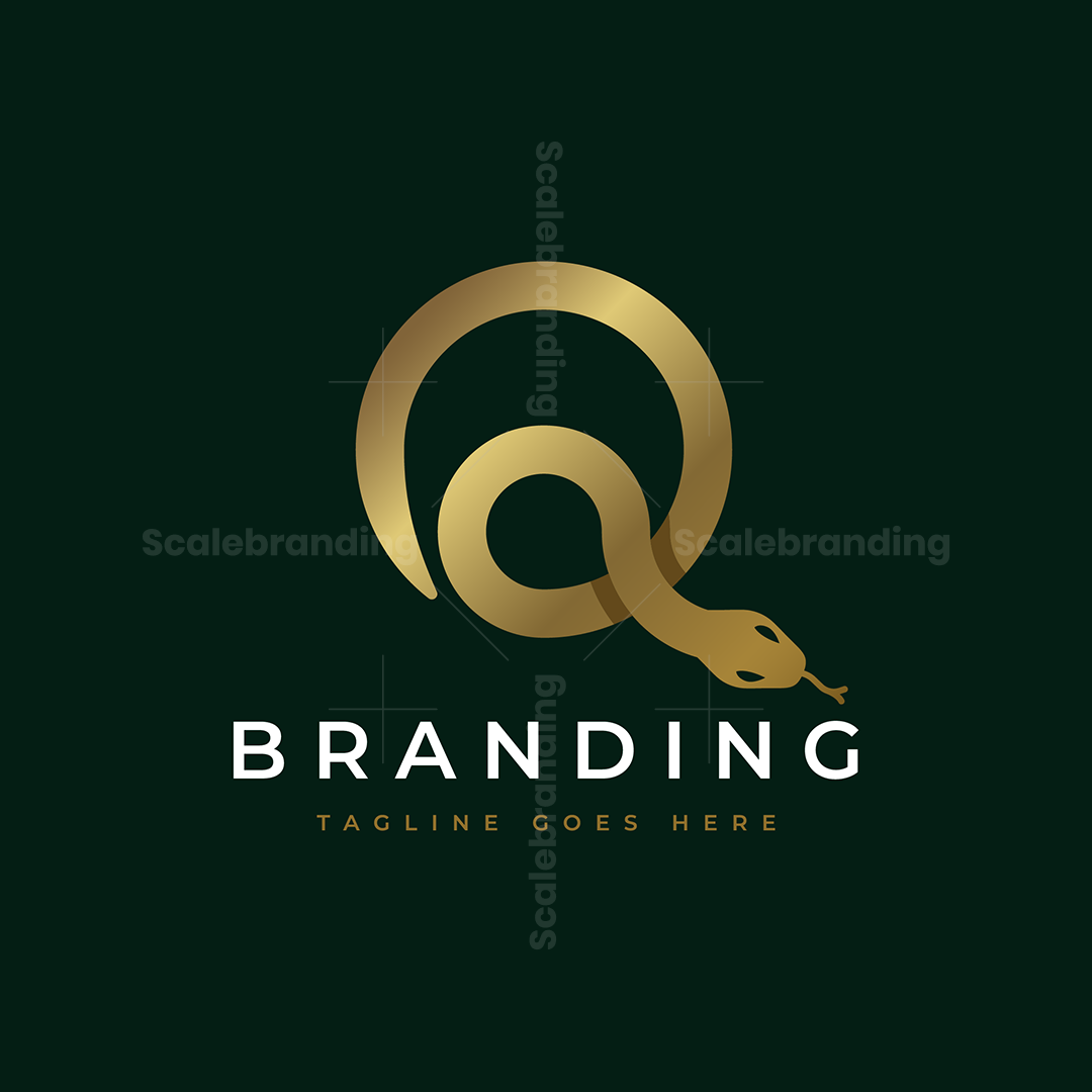 Letter Q Gold Snake logo | Scalebranding