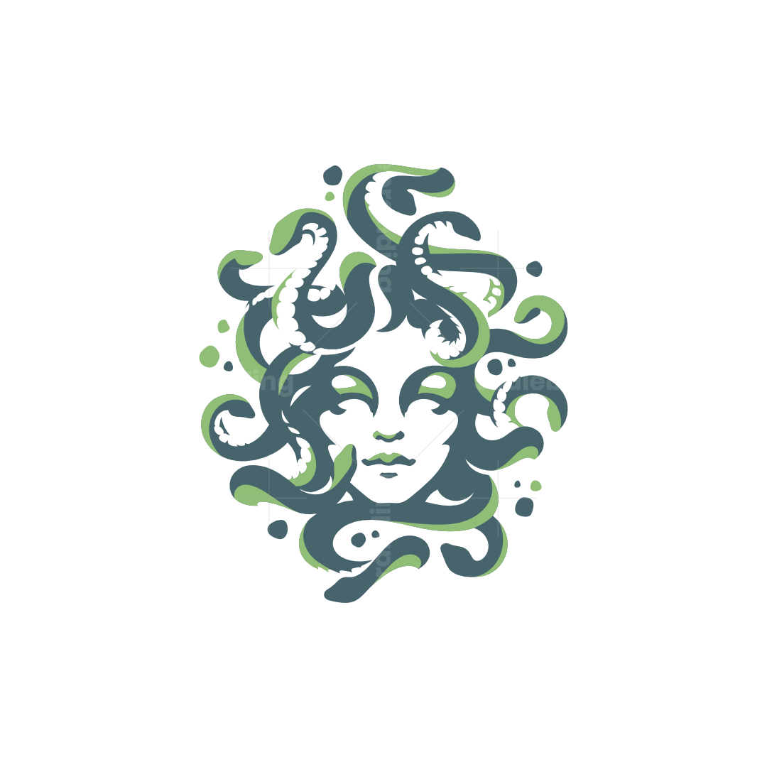 Gorgon Medusa Head with Writhing Snakes Logo | Scalebranding