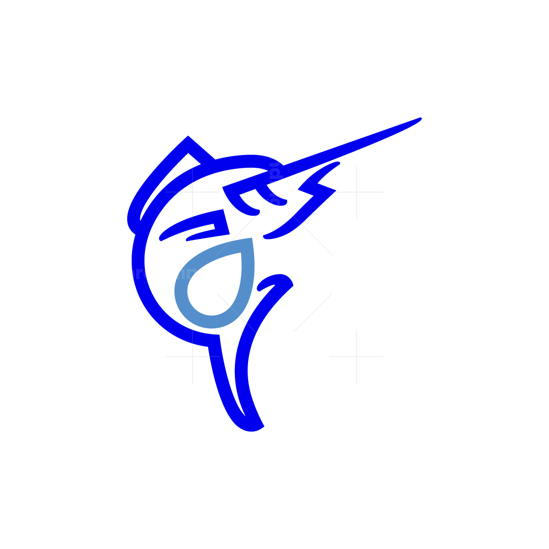 Blue Water Drop Swordfish Logo | Scalebranding