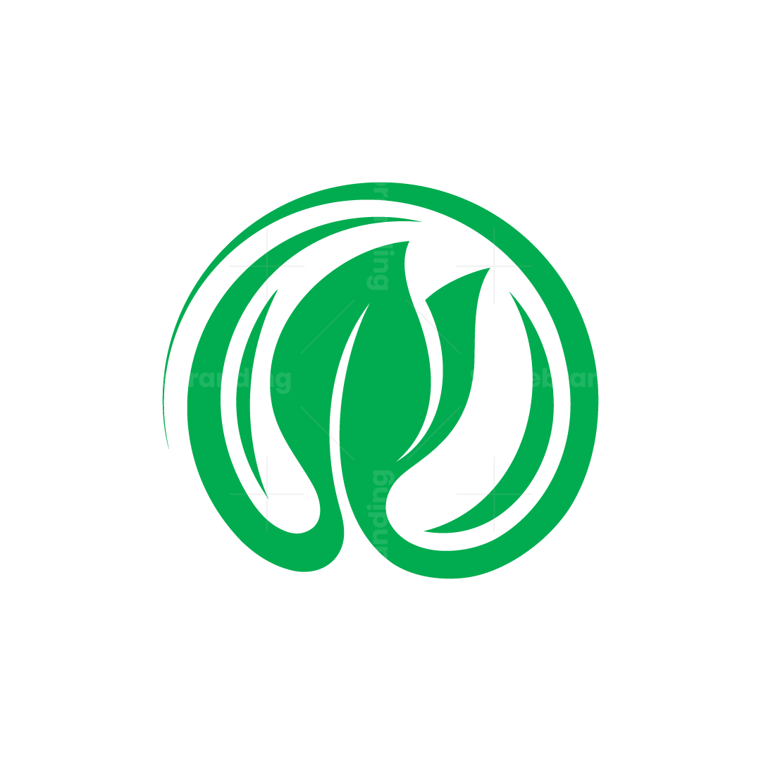 Green Leaves Pair Round Composition logo | Scalebranding