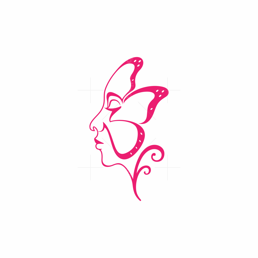 Iconic Beautiful Butterfly Woman Logo | Scalebranding