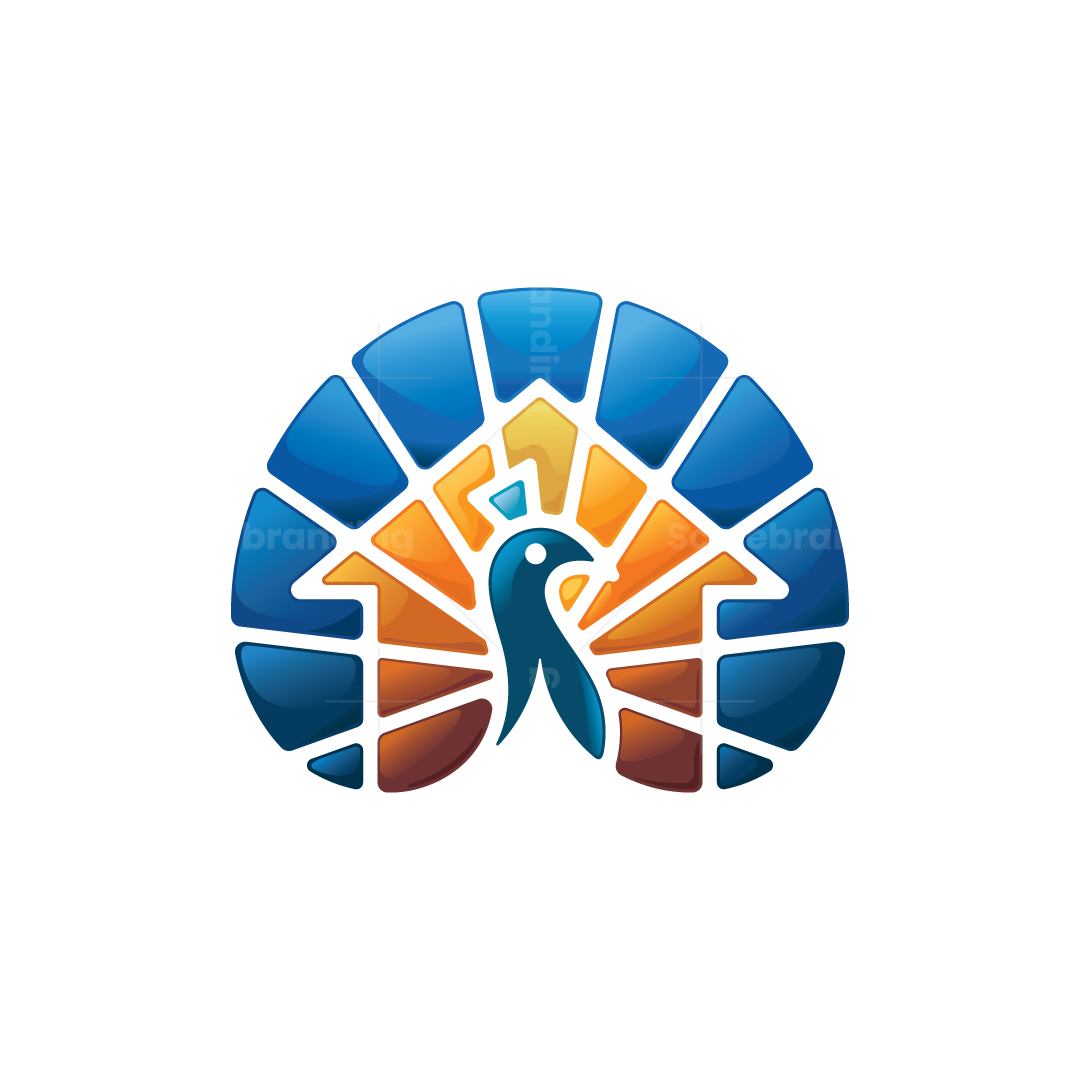 Peacock Bird Train Home Mosaic Style logo | Scalebranding