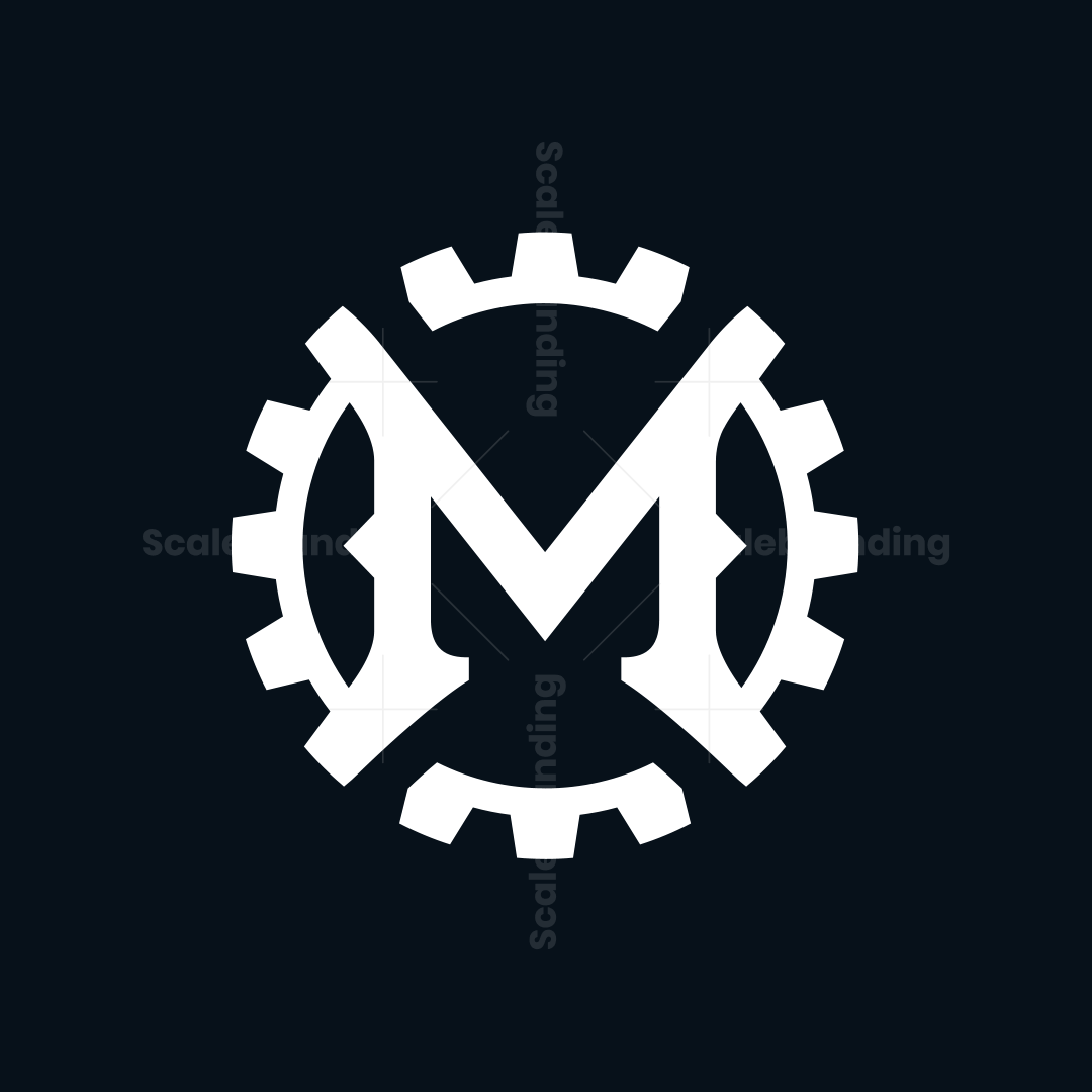 Mechanical Gear Letter M Logo | Scalebranding