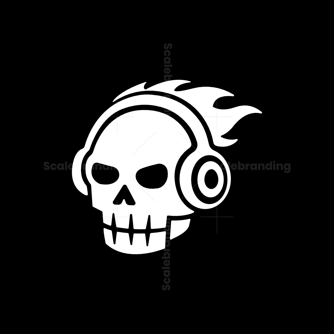 Modern fire skull headphones logo | Scalebranding