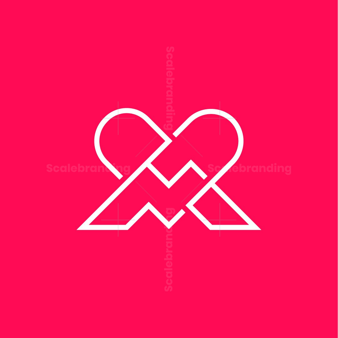 Letter M and Love Heart Logo | Scalebranding