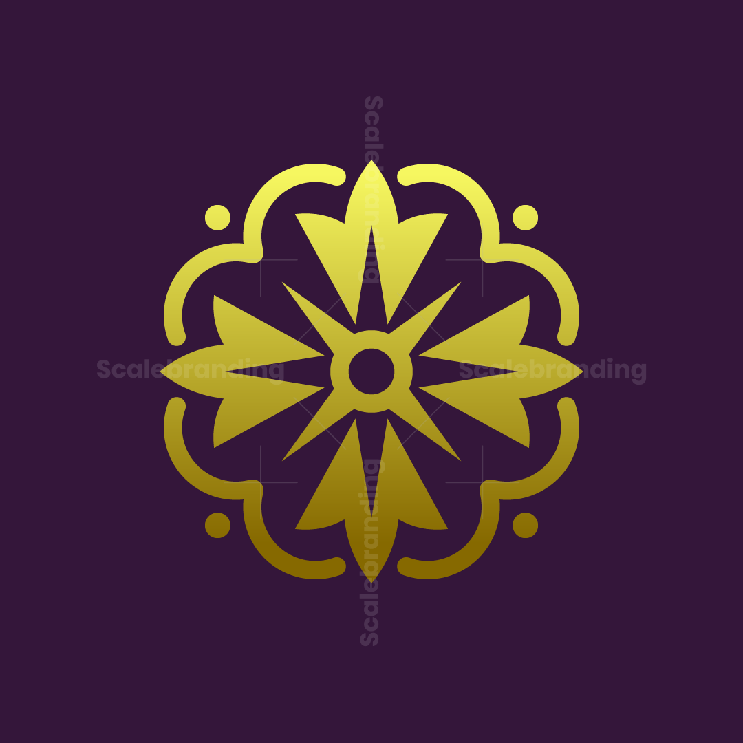 Golden Stylized Chrysanthemum Flower Logo | Scalebranding