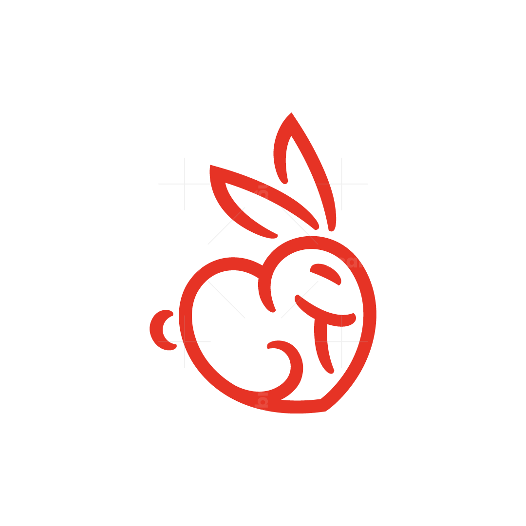 Red Cute Heart Rabbit Logo | Scalebranding