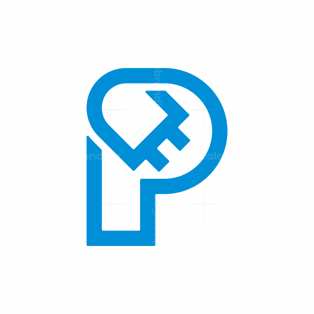 P In A Blue Slanted Box Logo Letter P Paper Roll Simple Geometric 3d