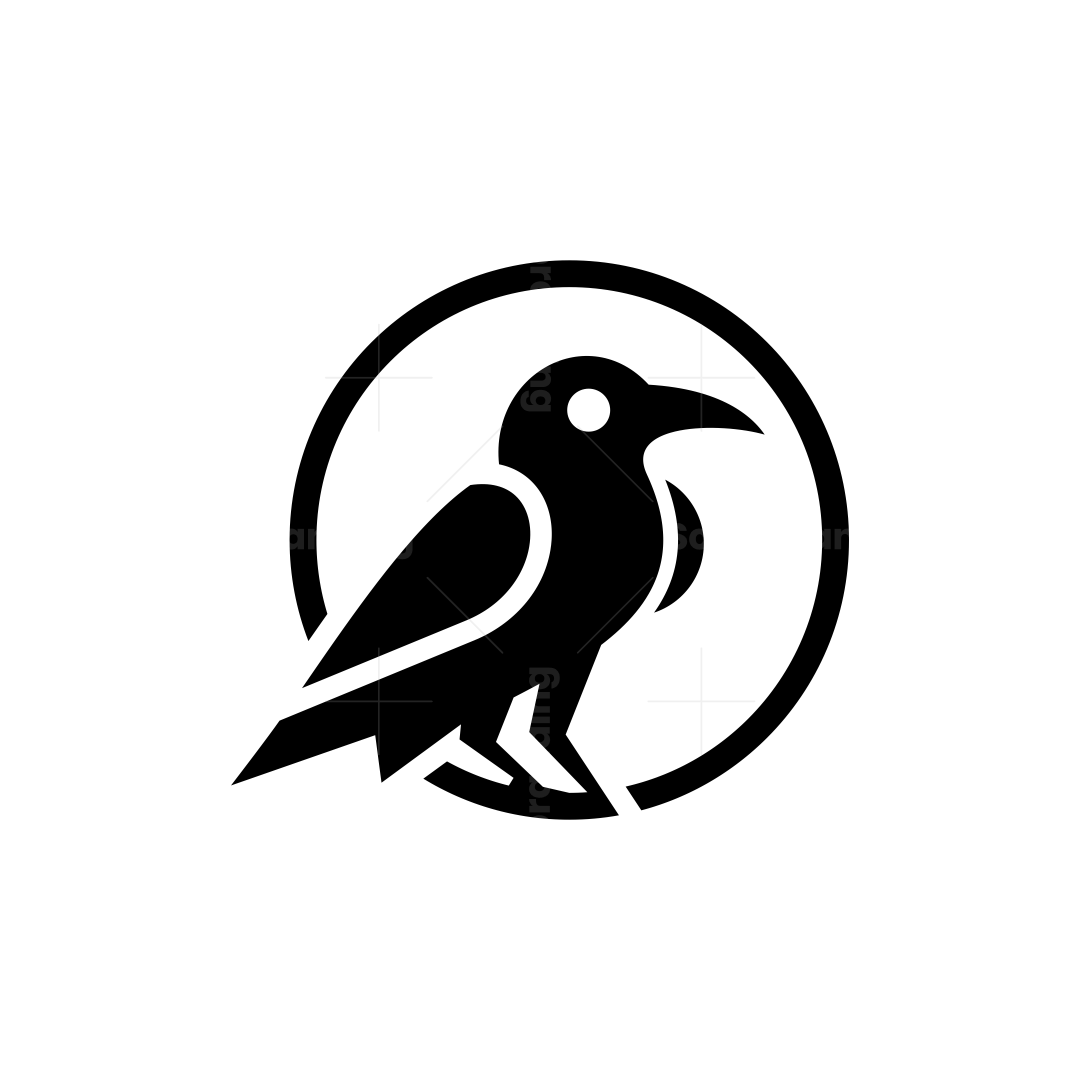 Iconic Circle Raven Bird Logo | Scalebranding