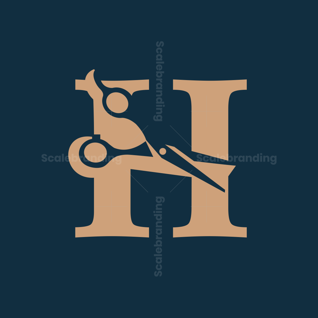 Letter H Barber Scissors Logo | Scalebranding