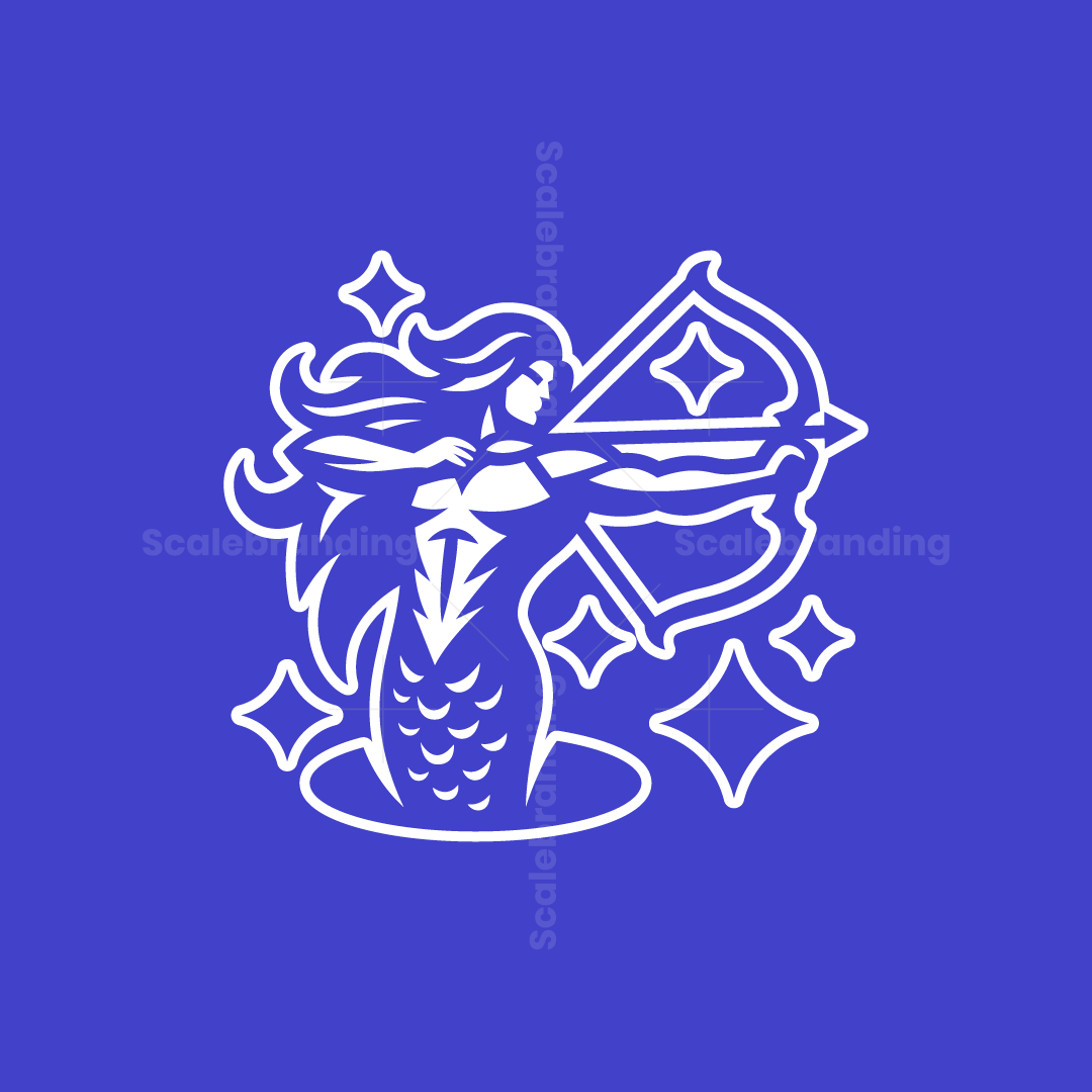 Poseidon Mermaid Archer Silhouette logo | Scalebranding