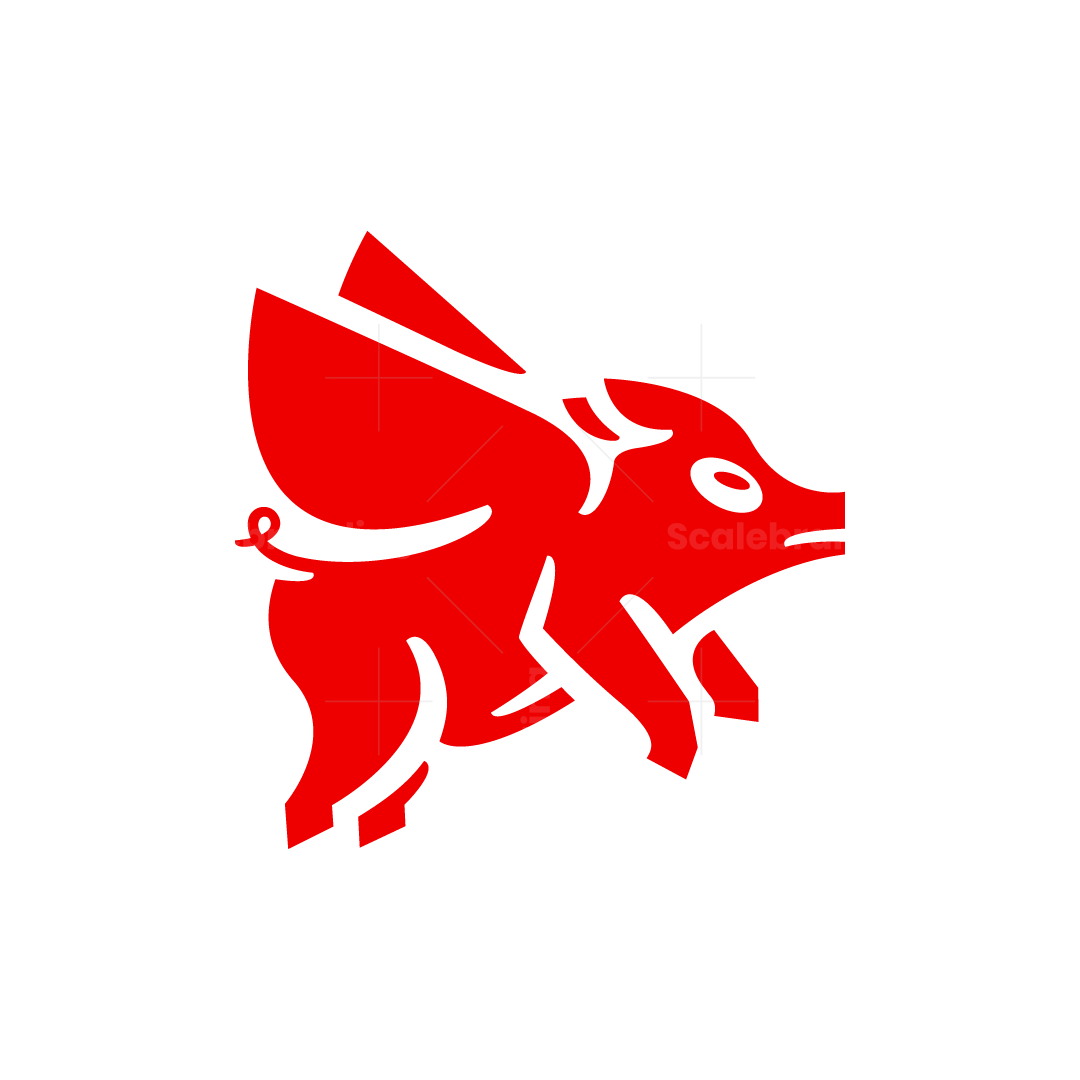 Winged Flying Pig Logo Wings Black Pig Logo | Scalebranding