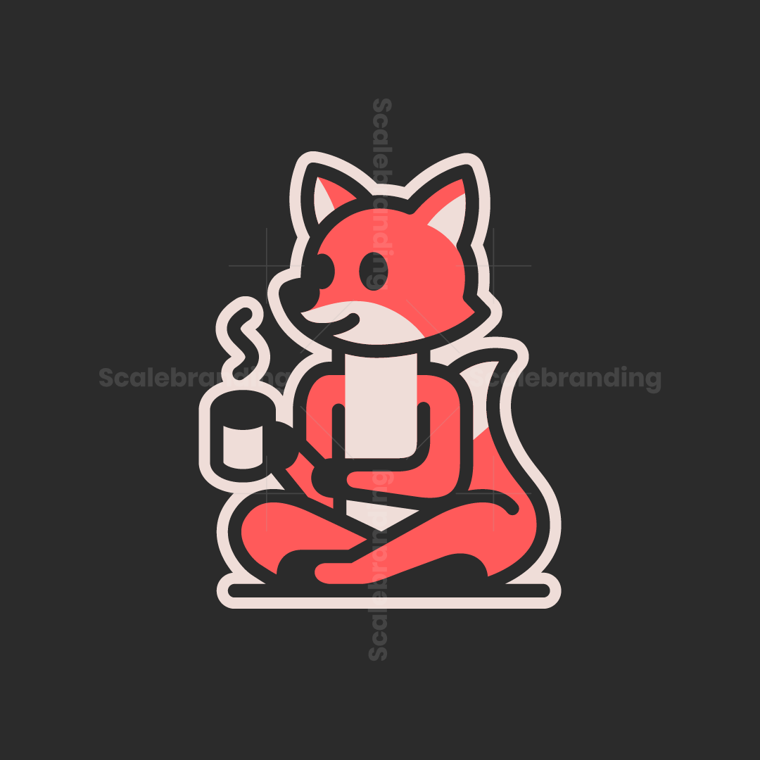 Fox Mascot Drinking Coffee Logo | Scalebranding