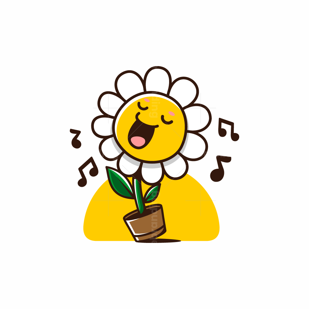 Fun Singing Flower cartoon Logo | Scalebranding
