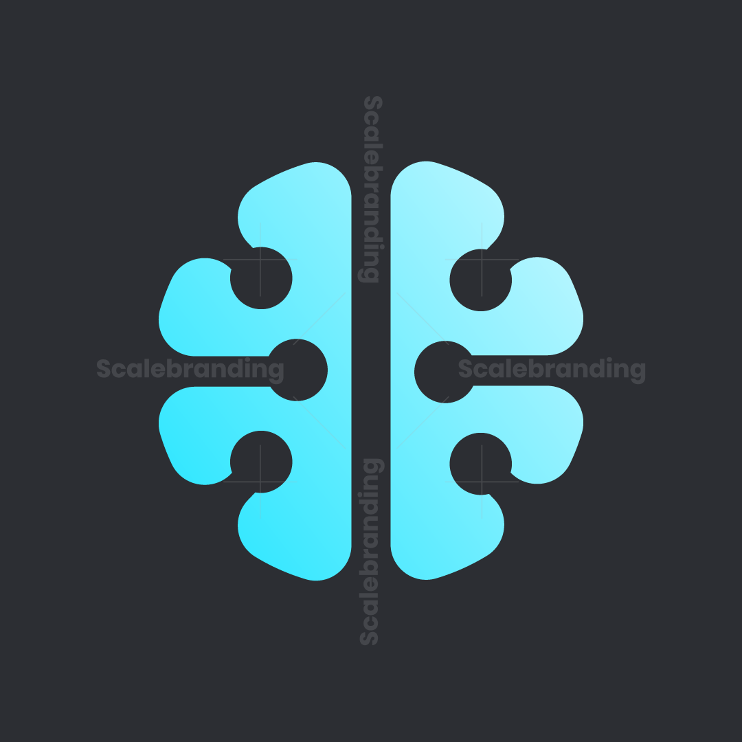 Minimalist Negative Space Tech Brain Logo Design | Scalebranding