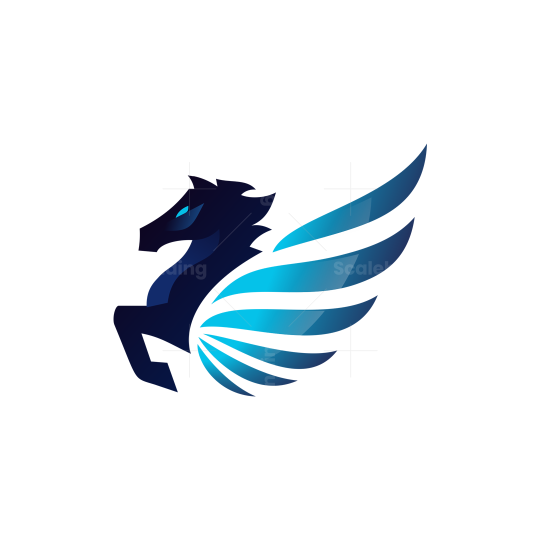 Blue wing Pegasus Horse Logo | Scalebranding