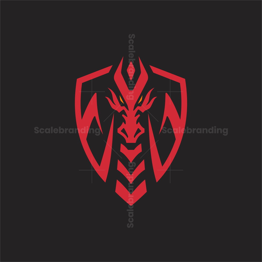 Powerful Red Dragon Shield Logo | Scalebranding
