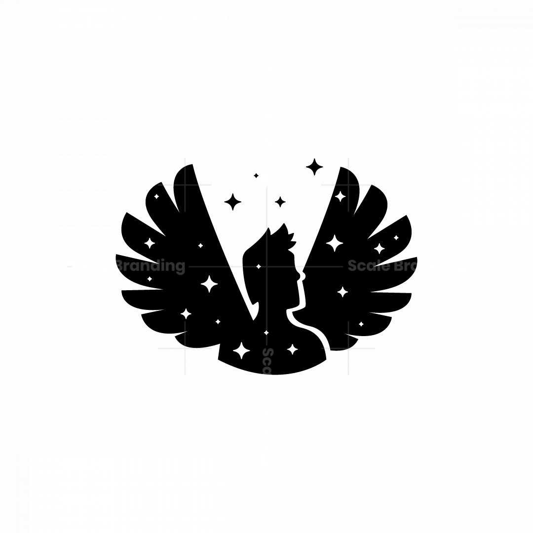 Flying Angel Logo Premium Vector | Flying Beauty Sexy Angel Lady Woman