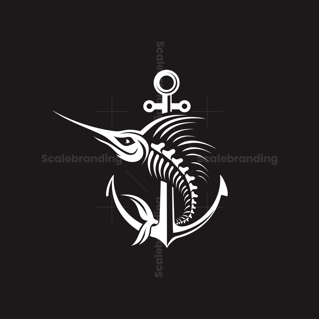 Marlin Skeleton Bones Anchor Logo | Scalebranding