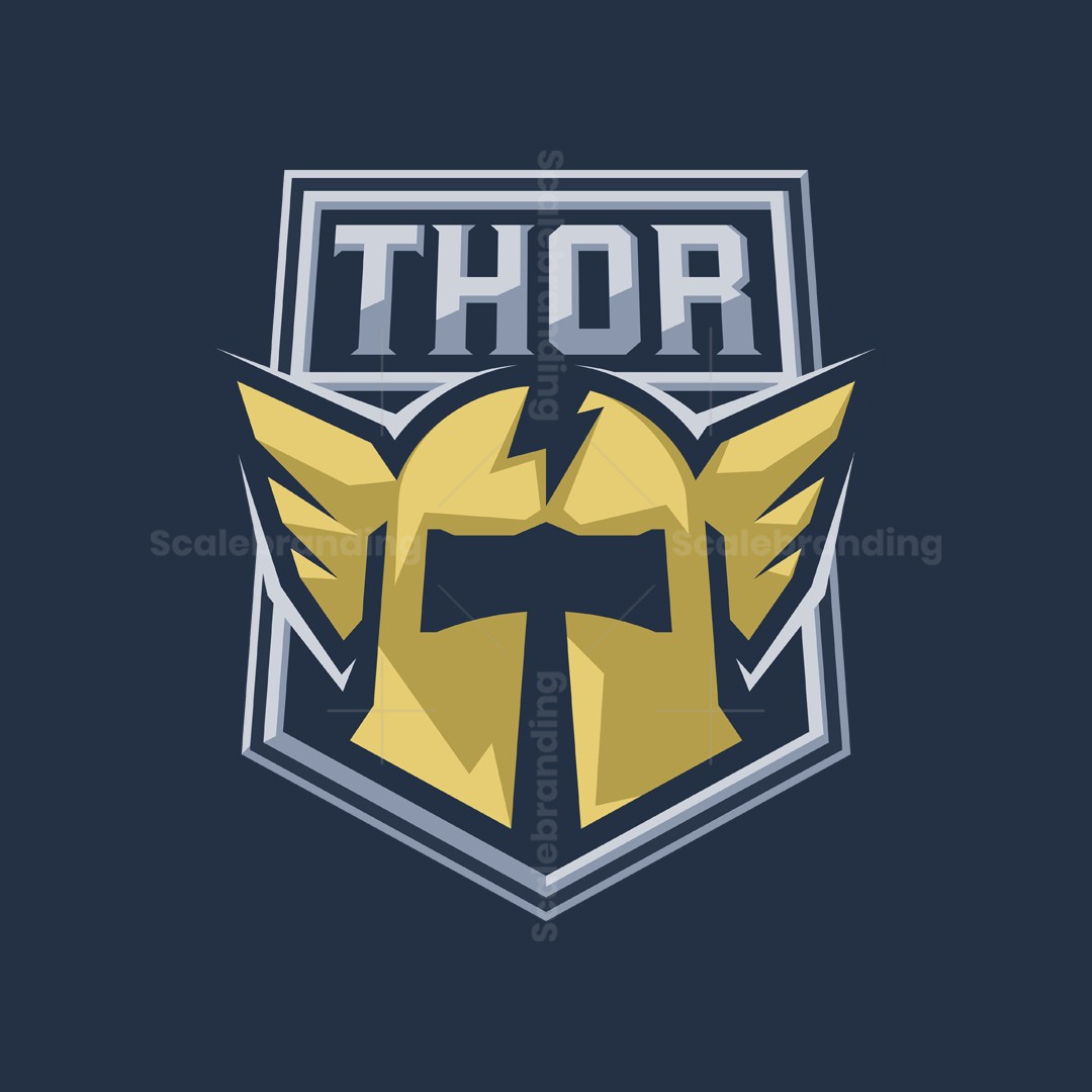 Thor Helmet and hammer logo | Scalebranding