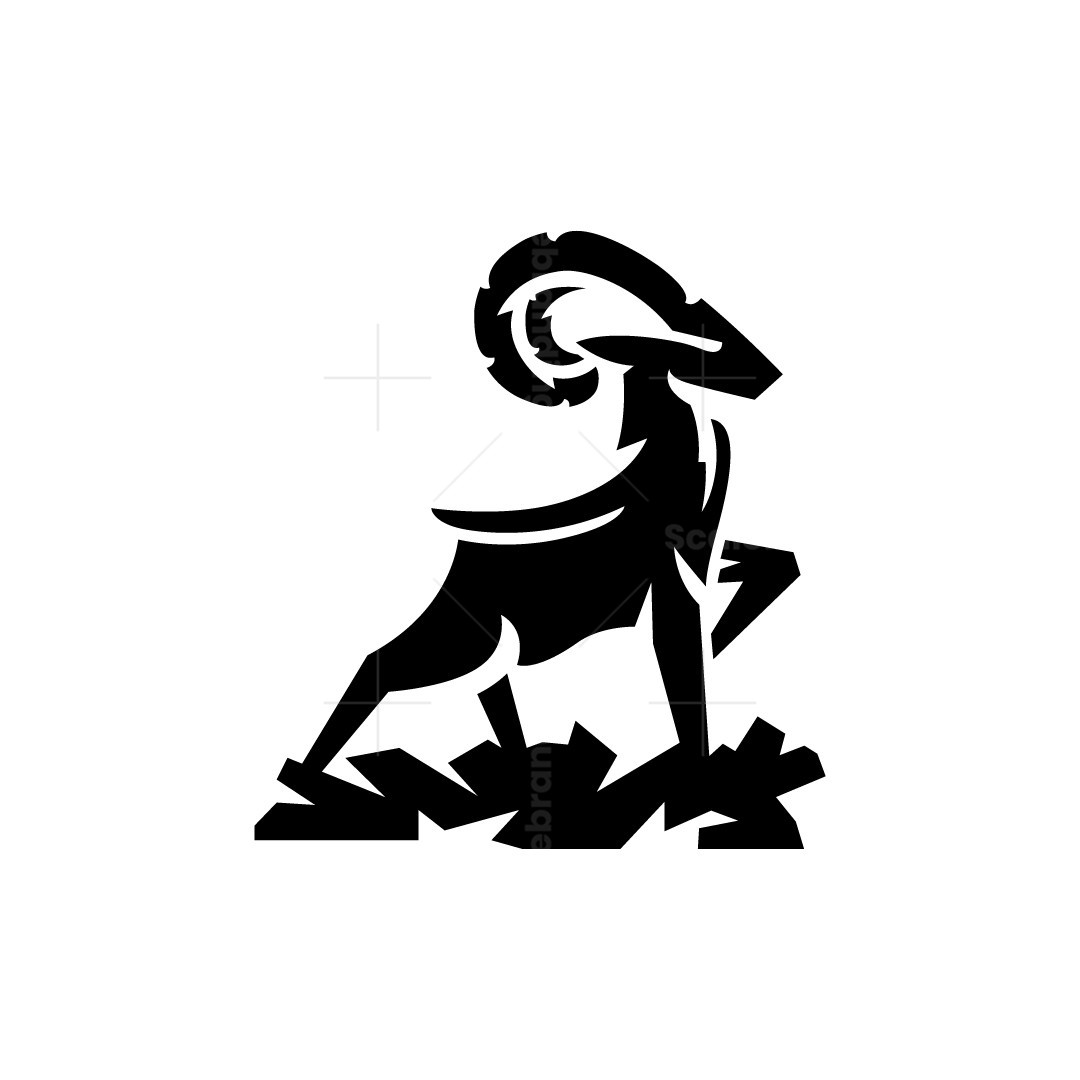 Mountain Wild Goat Logo Black Stylized Mountain Goat Logo | Scalebranding
