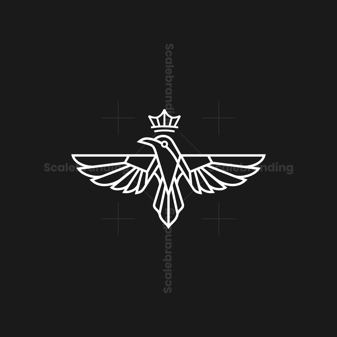KIng raven line logo with crown | Scalebranding