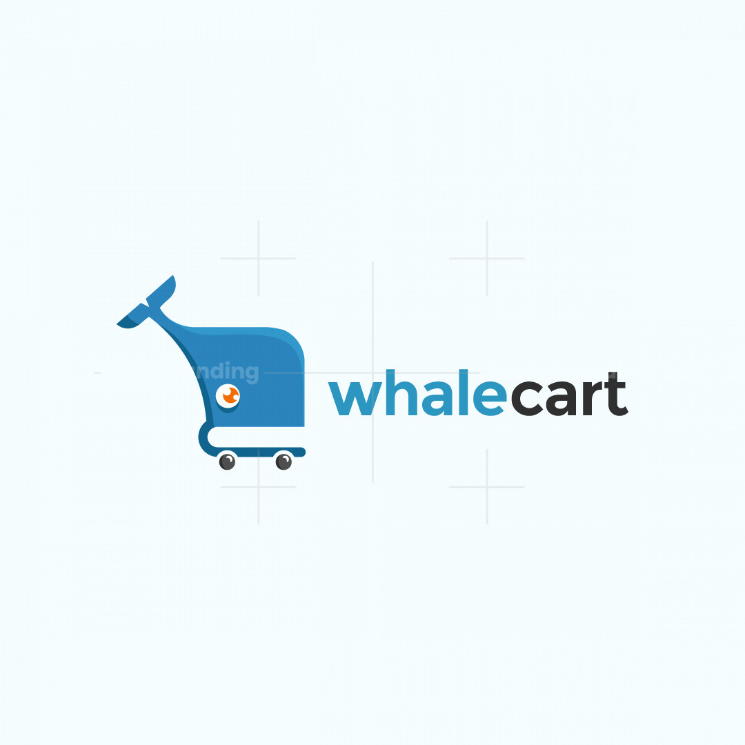 Illustrative Whale Shopping Cart Logo | Scalebranding