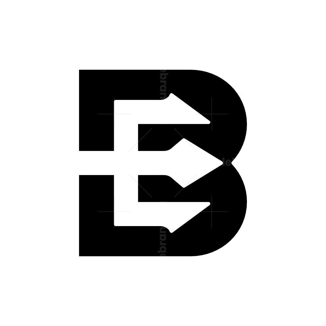 Letter BE Initial EB Trident Monogram Logo | Scalebranding