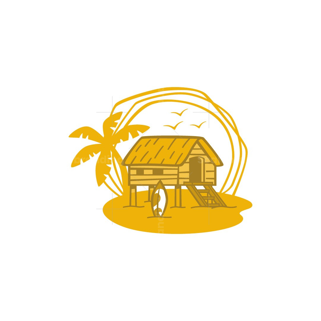 Beach Hut Logo Beach House Logo Design Royalty Free Vector Image