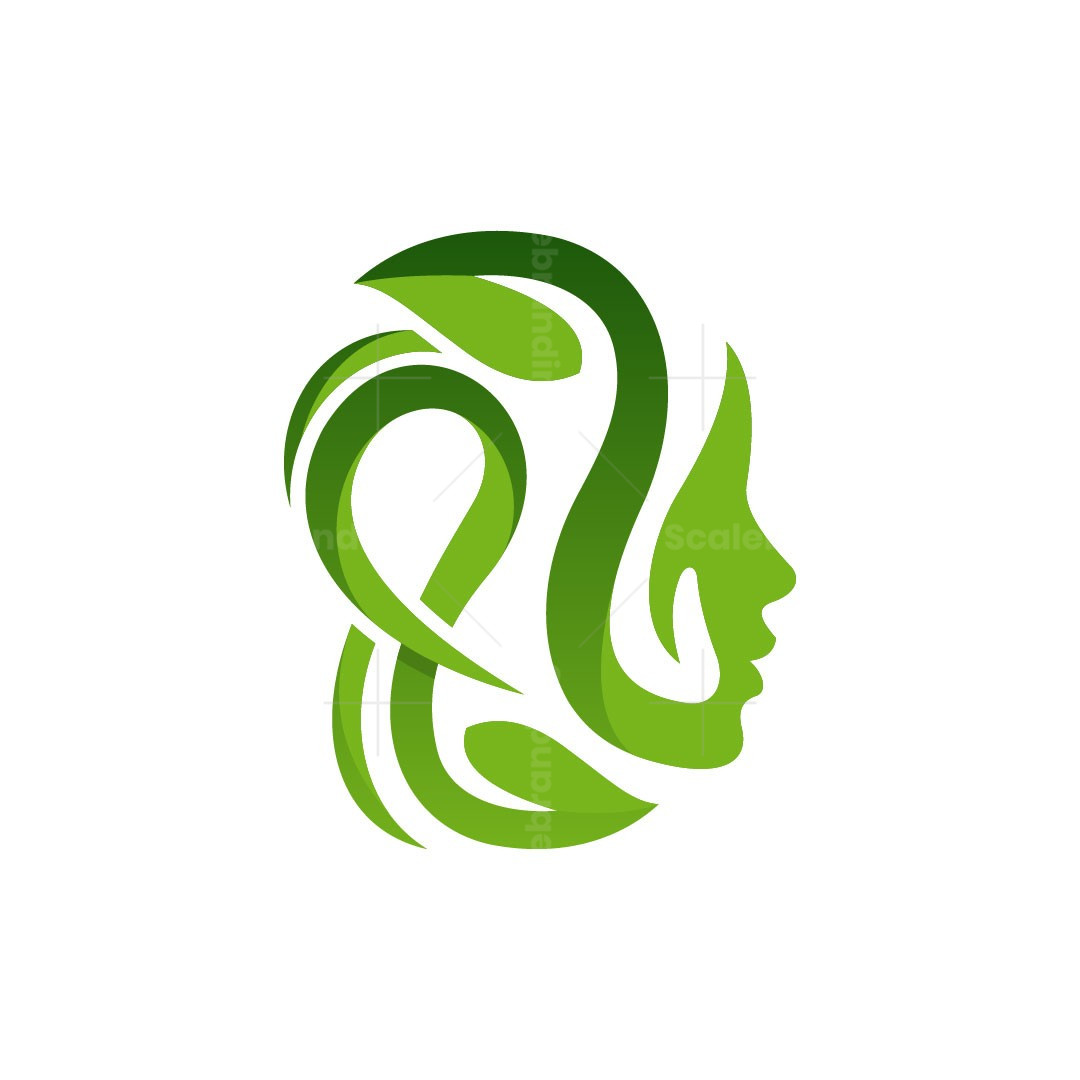 Leaf Face Logo Poster Nature Leaf Forming A Woman Face Logo
