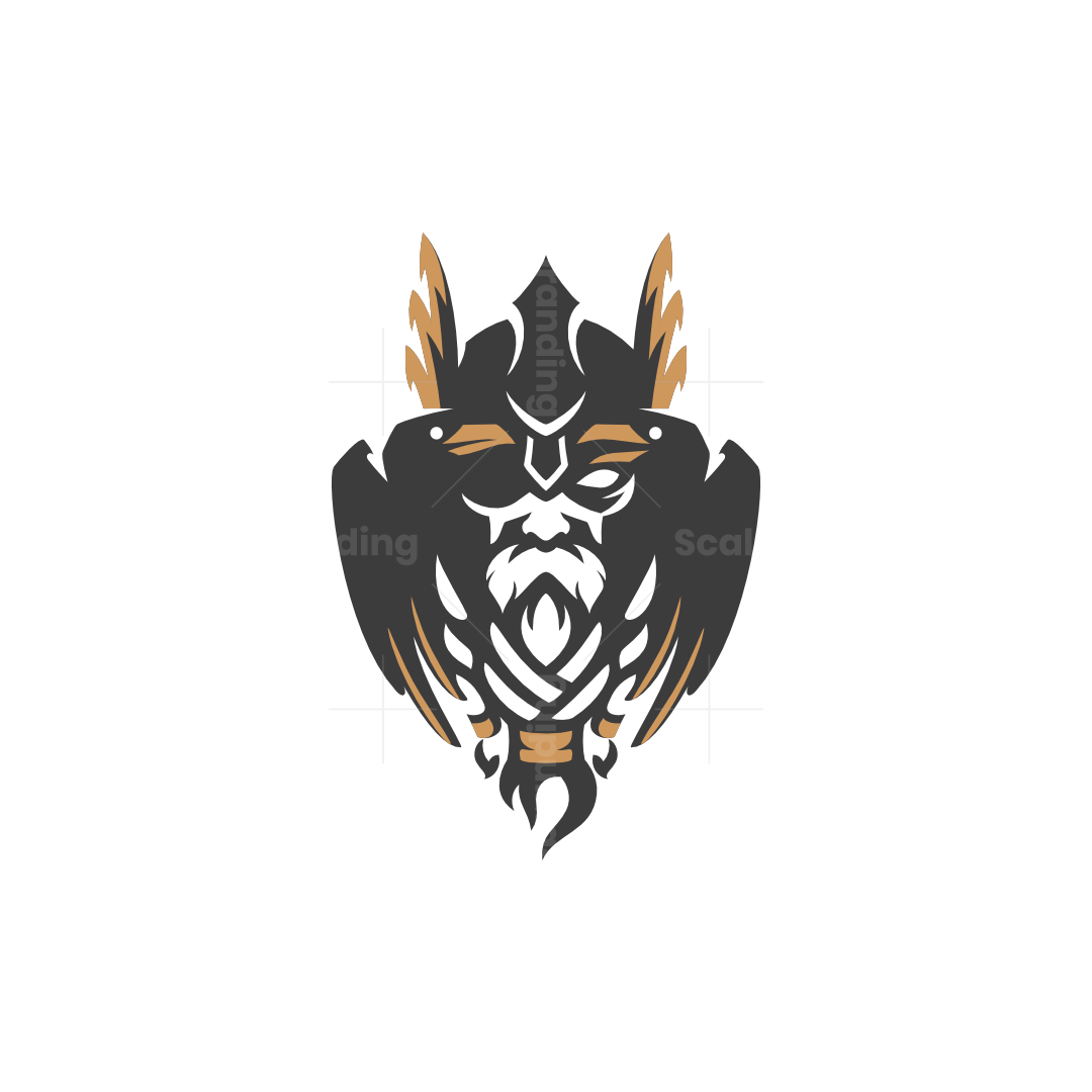 The Norse God Odin With His Two Ravens Logo | Scalebranding