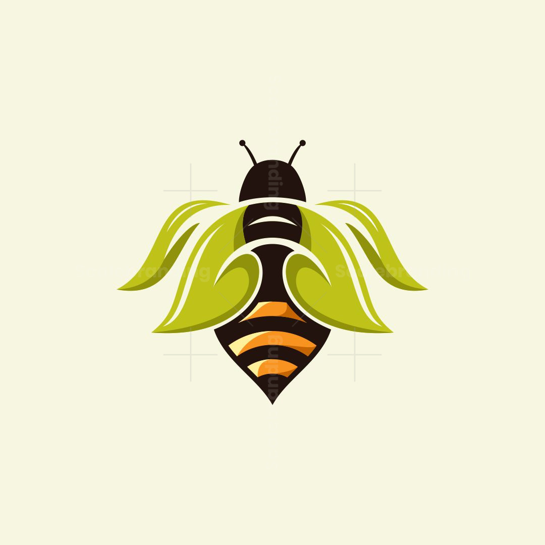 Gold Bee Logo Design Honey Bee Logo Leaf Logo Leaves Logo Hand