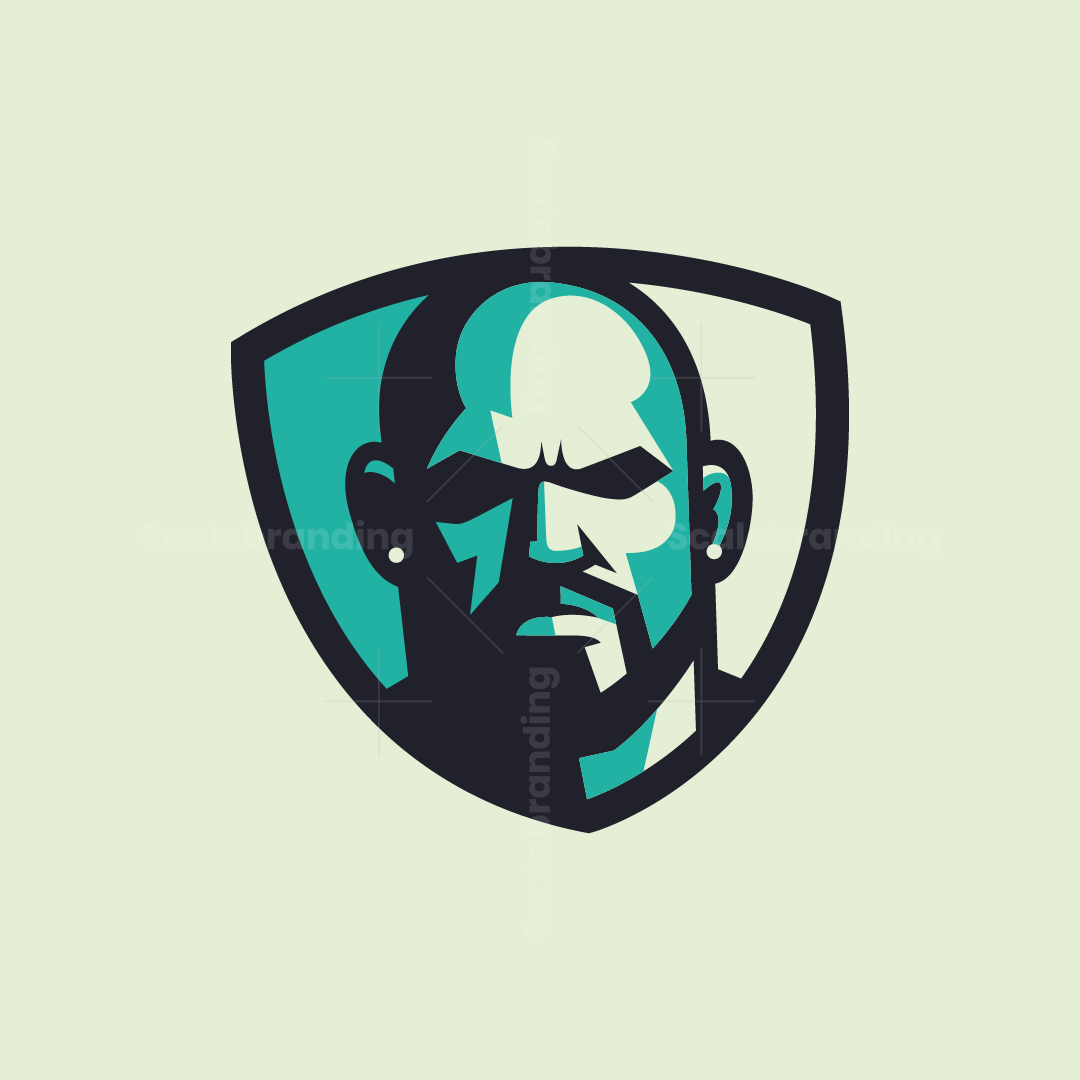Bald Bearded Bodyguard Shield Logo | Scalebranding