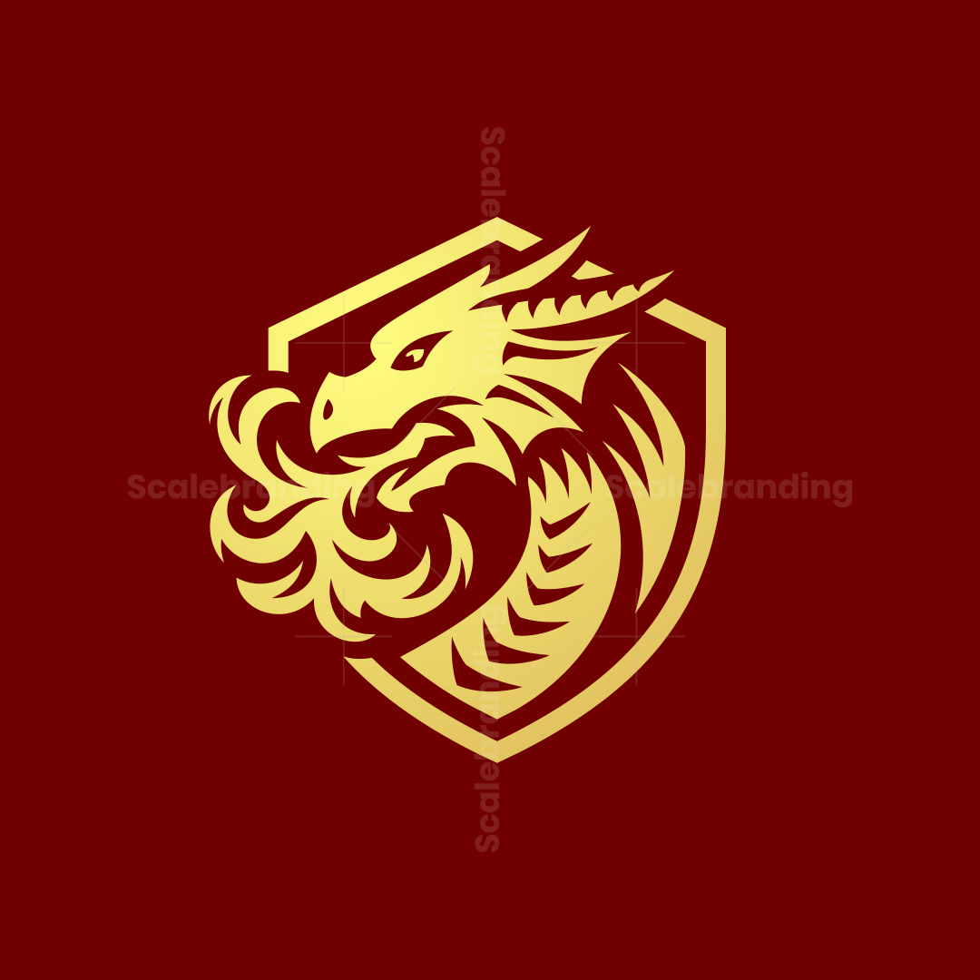 Dragon Shield Fire Wyrm Logo | Scalebranding