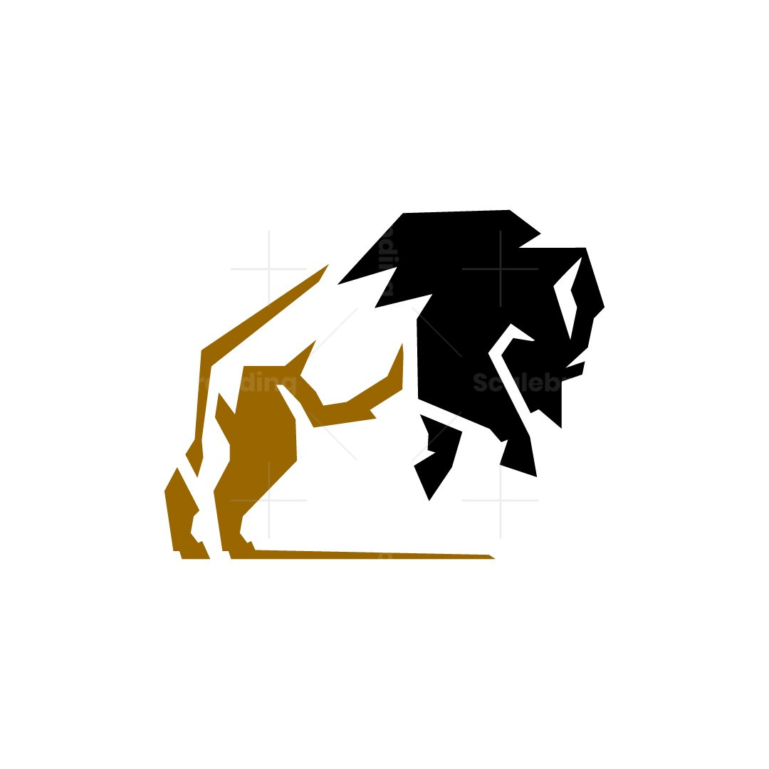Black Golden Charging Buffalo Logo Attacking Bison Logo | Scalebranding