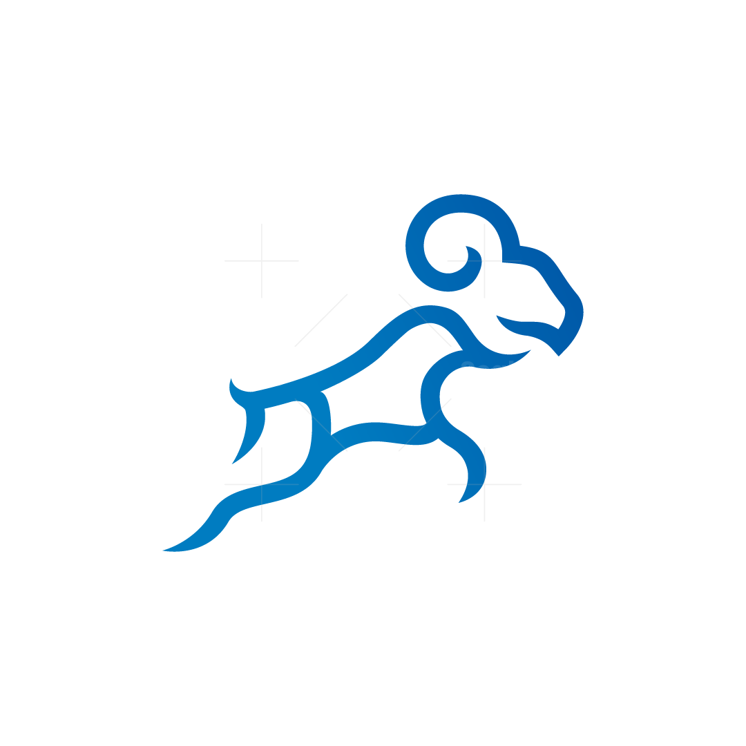 Blue Bighorn Sheep Logo Attacking Ram Logo | Scalebranding