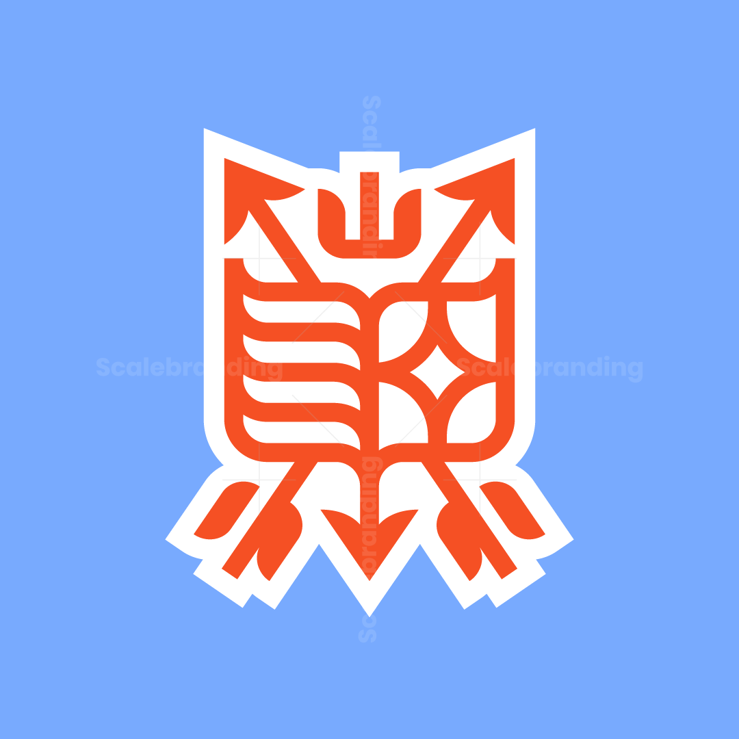 Book Arrow Crown Heraldic Logo | Scalebranding