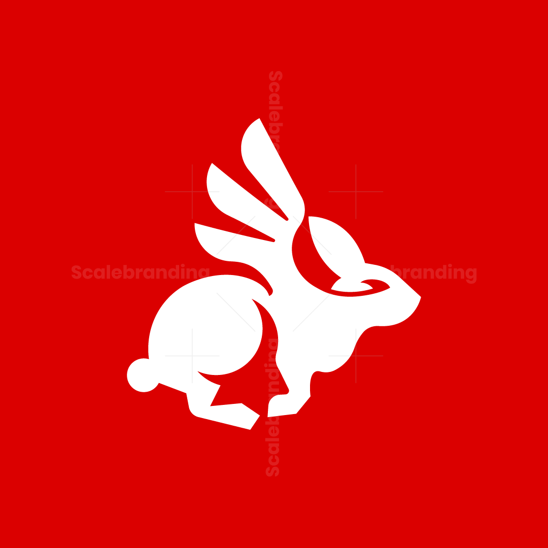 Little Red Bunny Logo Bunny With Flower Logo