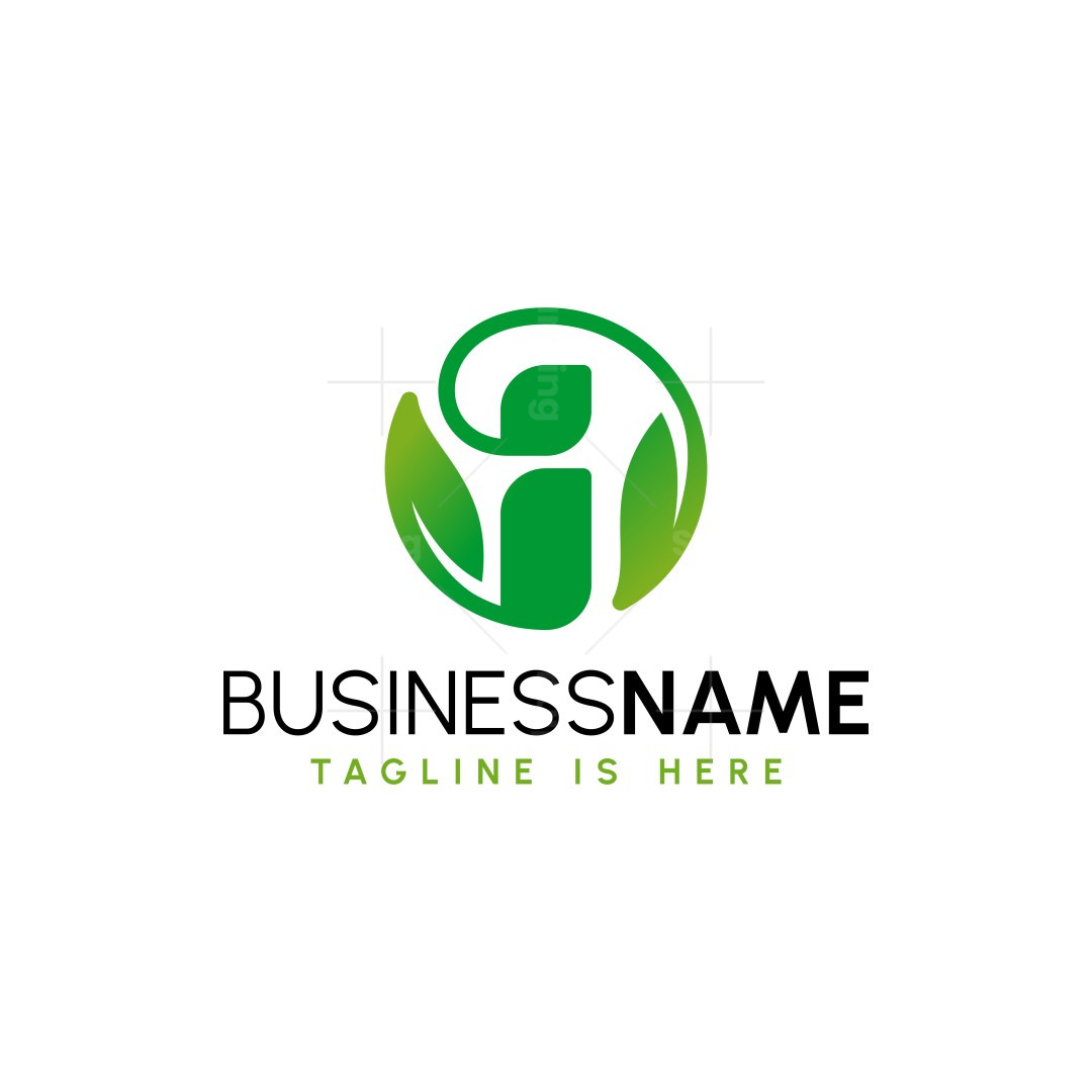 Green Letter I With Leaf Logo
